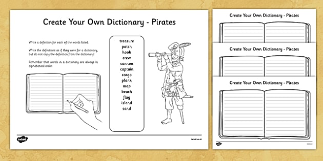 Pirates Key Vocabulary Create Your Own Dictionary