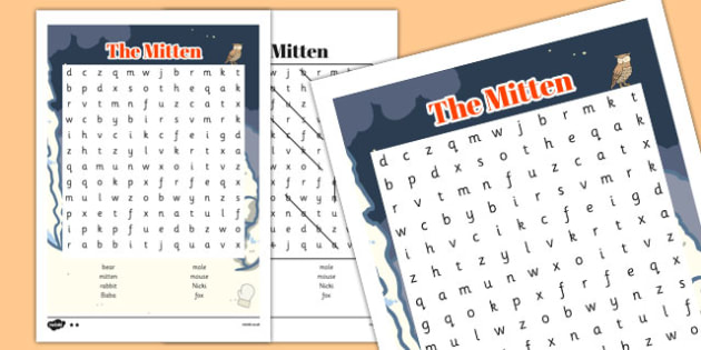 The Mitten Wordsearch (teacher made)