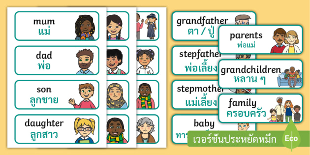 My Family Word Cards (EN/TH) (teacher made)