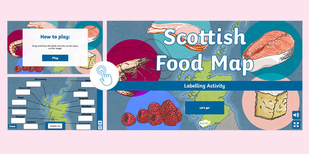 Interactive Scottish Food Map - Labelling Activity for Kids