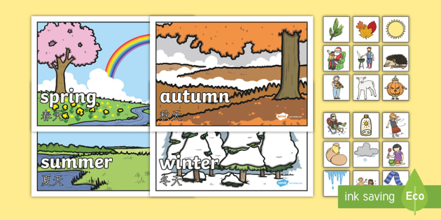Seasons Sorting Activity English/Mandarin Chinese