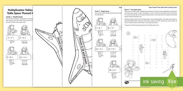 Year 4 Multiplication Tables up to 12 x 12 Space-Themed Maths Activity ...