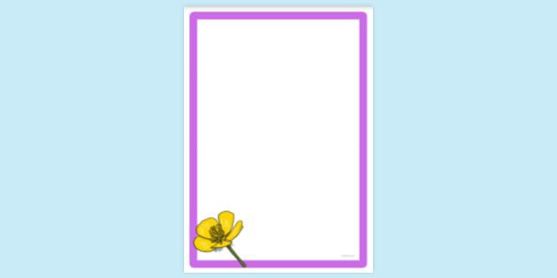 FREE! - Simple Blank Buttercup Flower Page Border | Page Borders