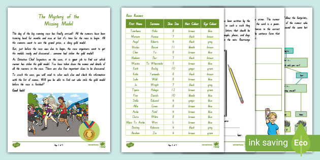 The Missing Race Medal Literacy Mystery (teacher made)