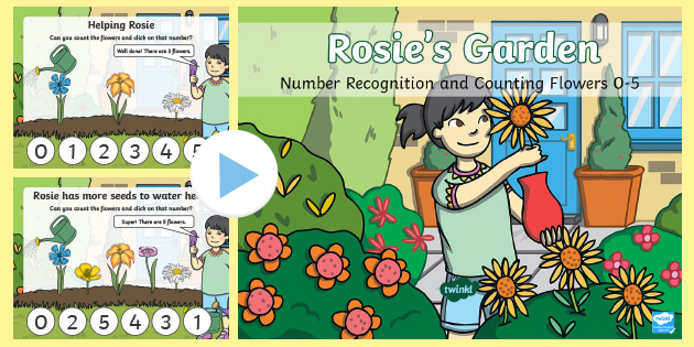 👉 Rosie's Garden Number Recognition and Counting Flowers 0-5 PowerPoint