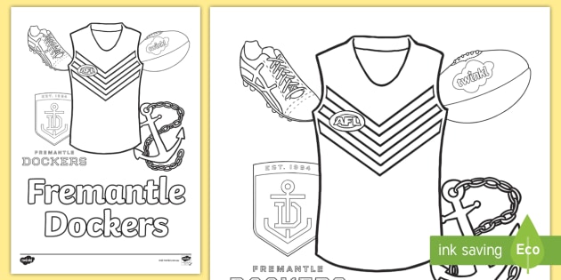 Fremantle Dockers Colouring Page - Footy Colours Day, Charity, Event, F-2
