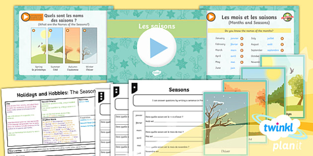 French: Holidays and Hobbies: The Seasons Year 4 Lesson Pack 1