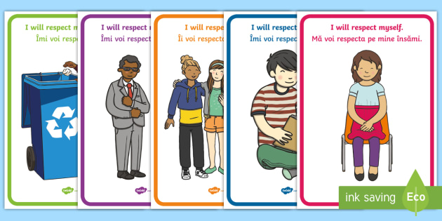 Respect in the Classroom Display Posters - Romanian/English