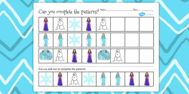 Winter Fairytale Complete the Pattern Worksheets