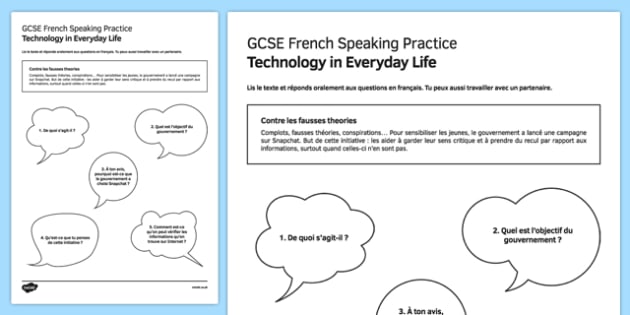 Online Information Speaking Practice Worksheet / Worksheet