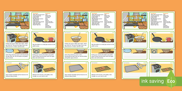 Anzac Biscuit Recipe Sequencing Cards (teacher made)