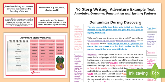 Y6 Story Writing: Adventure Model/Example Text - Example Texts Y6, story