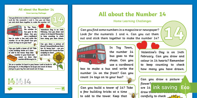 👉 EYFS Maths: All about the Number 14 Home Learning Challenges
