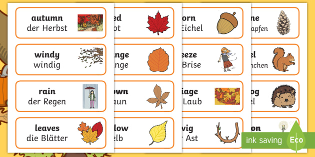 Autumn Topic Word Cards English/German (Teacher-Made)