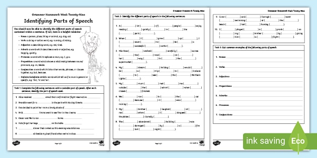 Grammar Homework Week Twenty-Nine (teacher made)