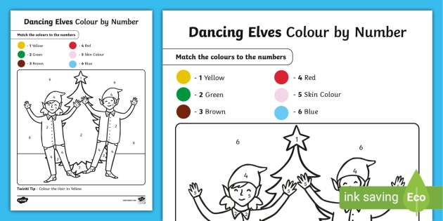 FREE! - Dancing Elves Colour by Number Activity
