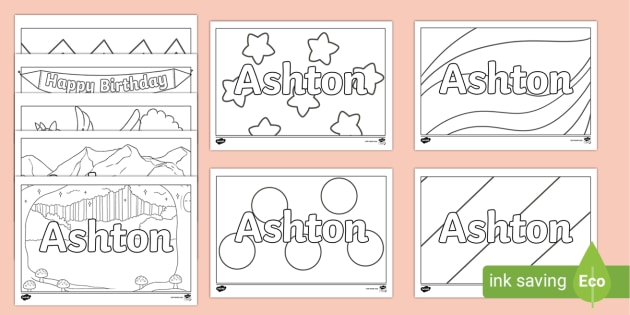 FREE! - Ashton Name Simple Colouring Activity Sheets