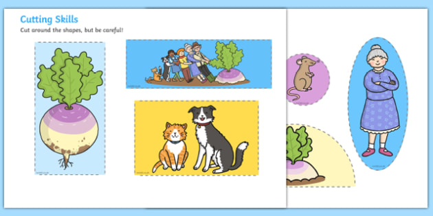 The Enormous Turnip Themed Cutting Skills Worksheet / Worksheet