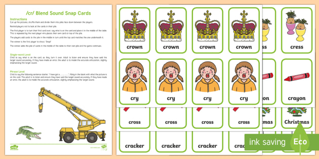 /cr/ Blend Snap Cards Worksheet (teacher made)