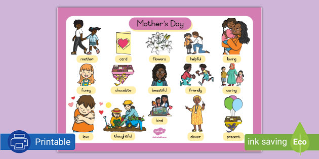 Mother's Day Adjectives Word Mat (teacher made)