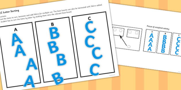 Workstation Pack Letter Sorting Activities Set 1 - teacch