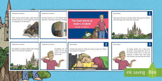 KS2 Fantasy Story Mixed Problems Maths Challenge Cards