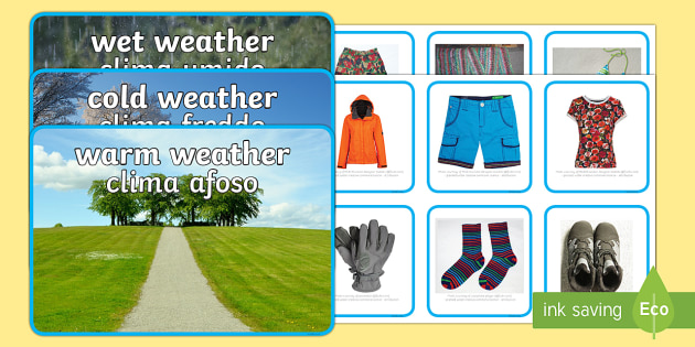 Photo Weather Clothes Sorting Activity English/Italian - Photo Weather ...