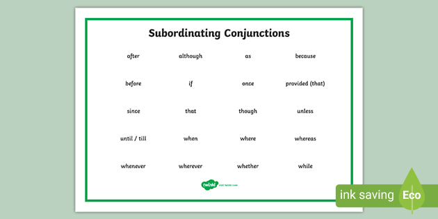 Subordinating Conjunctions Word Mat Primary Resource