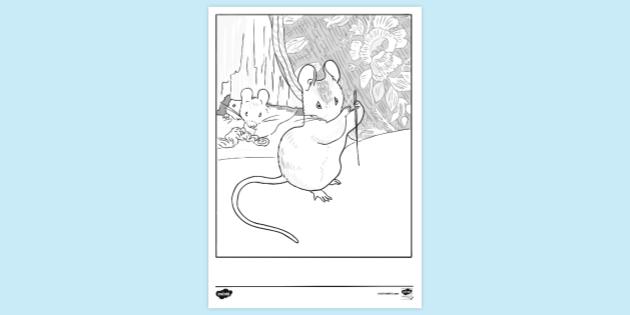 Mouse Threading Needle Colouring Sheet | Colouring Pages