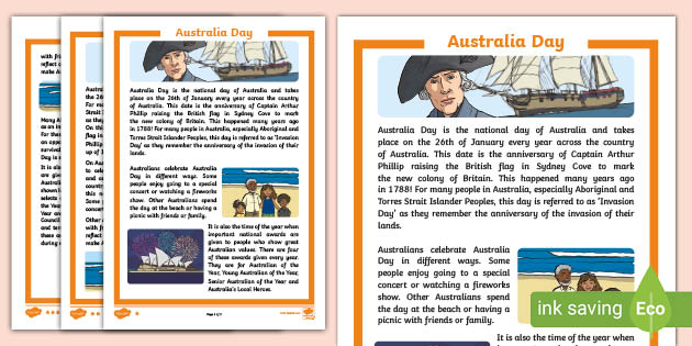 Australia Day Reading Comprehension | Years 3 - 4
