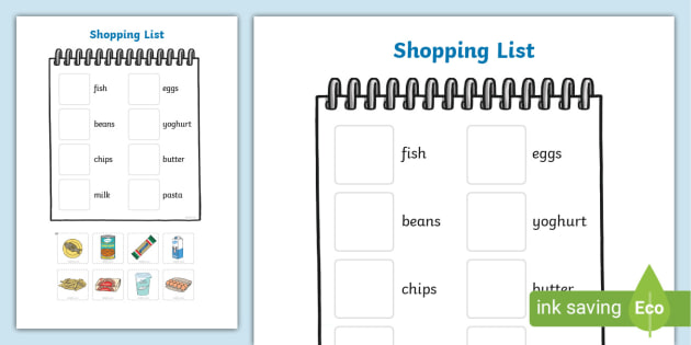 Shopping List Matching Activity (teacher made)