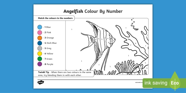 FREE! - Angelfish Colour by Number Page (teacher made)