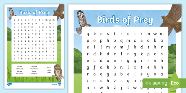 Birds of Prey Word Search