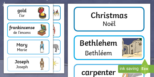French Nativity - Nativity Word Cards English/French