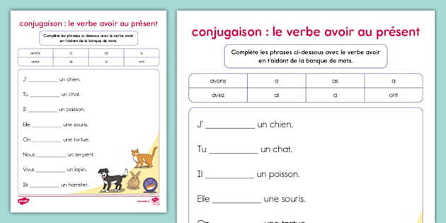 Conjugaison Du Verbe Avoir En Image Fiche De Lecture Jeu De Dés : La