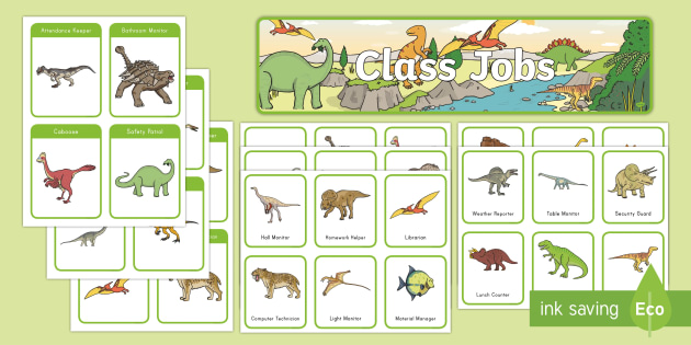 Dinosaur Classroom Jobs Pack