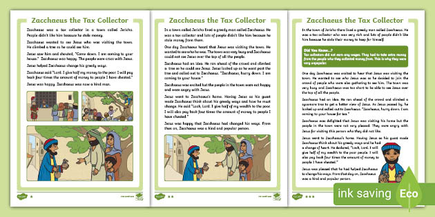 KS1 Zacchaeus Differentiated Comprehension Activity