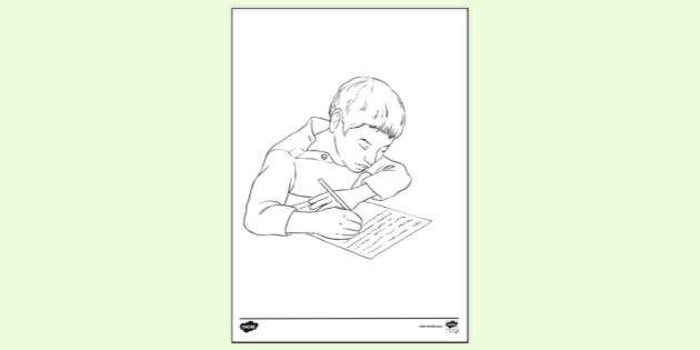 Child Writing Drawing Colouring | Colouring Sheets