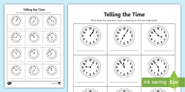 Five Past and Five to Times Activity Sheet (teacher made)