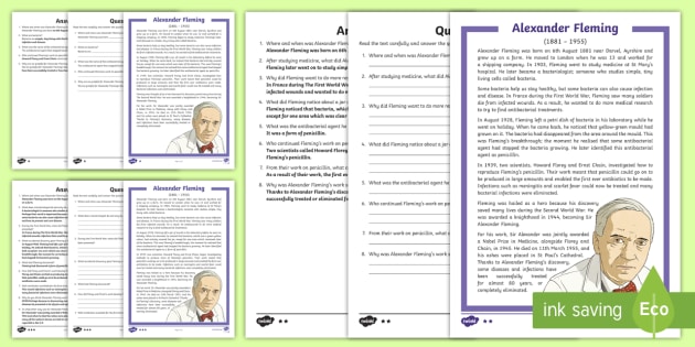 Scottish Scientist Alexander Fleming Differentiated Reading Comprehension