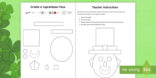 Create a Leprechaun Face Worksheet