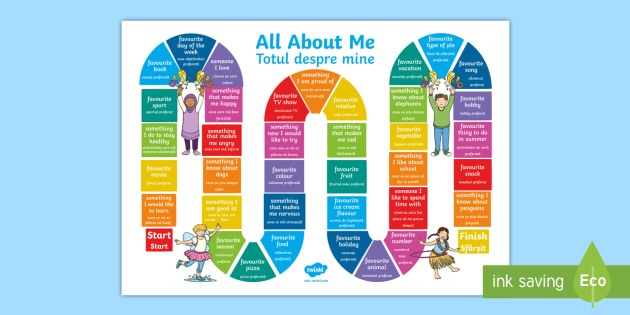 All About Me Board Game English/Romanian