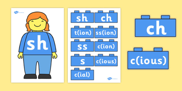 Building Brick Man sh Sound Family Cut Outs