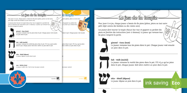 Hanukkah Dreidel Game French