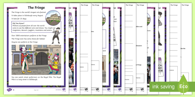 The Edinburgh Festival Fringe Differentiated Reading Comprehension Activity