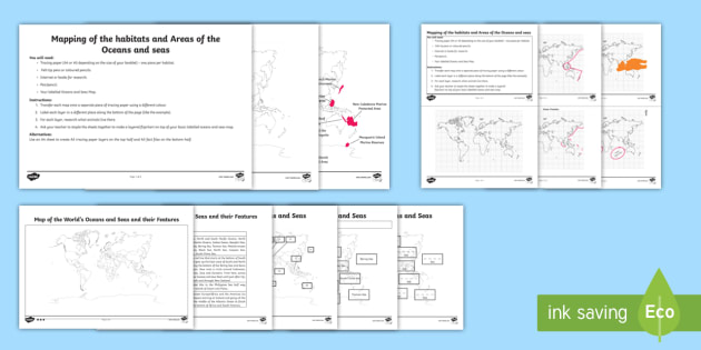 KS2 Mapping the World's Oceans Worksheets (teacher made)