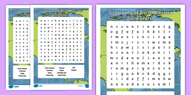 Crash Course Podcast Geography of North America Word Search