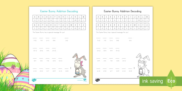 Easter Bunny Addition Decoding Activity (teacher made)
