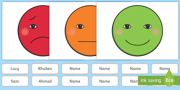 Happy Face Sad Face 4xA4 Display Cut Outs Behaviour Management