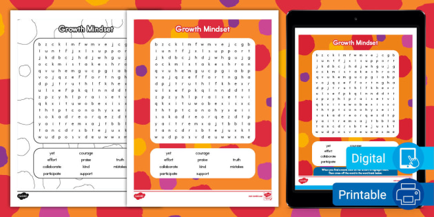 Dot Day Growth Mindset Word Search (teacher made)
